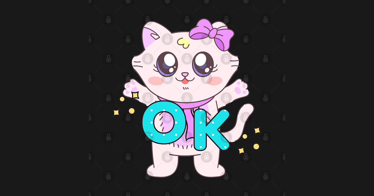 cat Cute Cartoon happy ok - Cat Cute Cartoon Happy Ok - T-Shirt | TeePublic