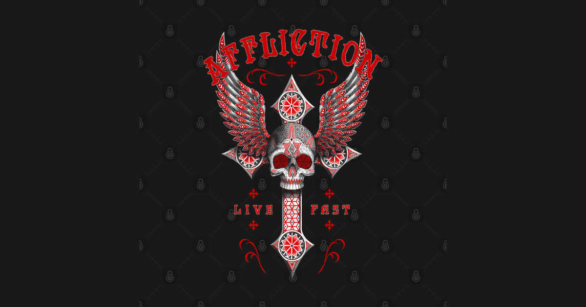 Affliction Live Fast Cross Skull Art - Rock - T-Shirt | TeePublic