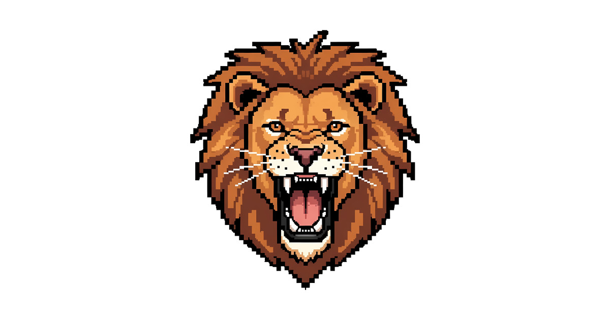 Roaring Lion Pixel Art Head - Pixel Art - T-Shirt | TeePublic