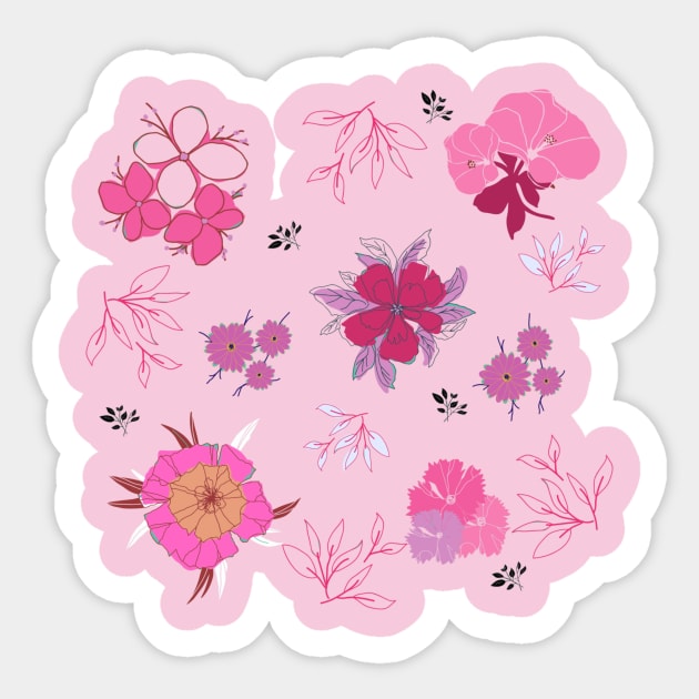 Pink Flower Pattern - Flower - Sticker | TeePublic