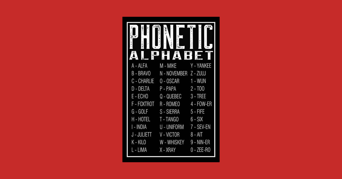 PHONETIC ALPHABET - Phonetic Alphabet - T-Shirt | TeePublic