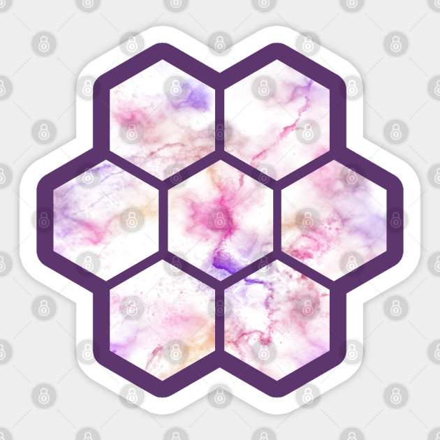 Marble Honeycomb | Purple Pink Gold - Hexagon - Sticker | TeePublic