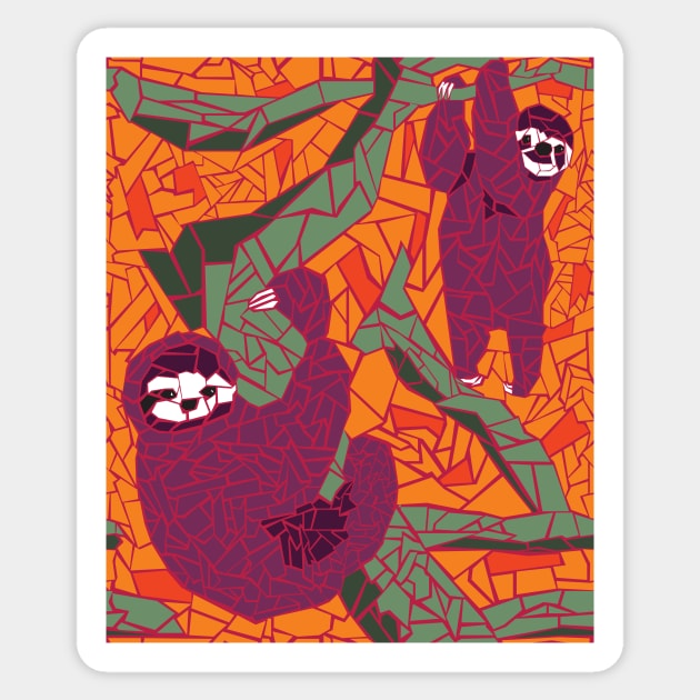 Hanging Sloth Mosaic - Sloths - Sticker | TeePublic