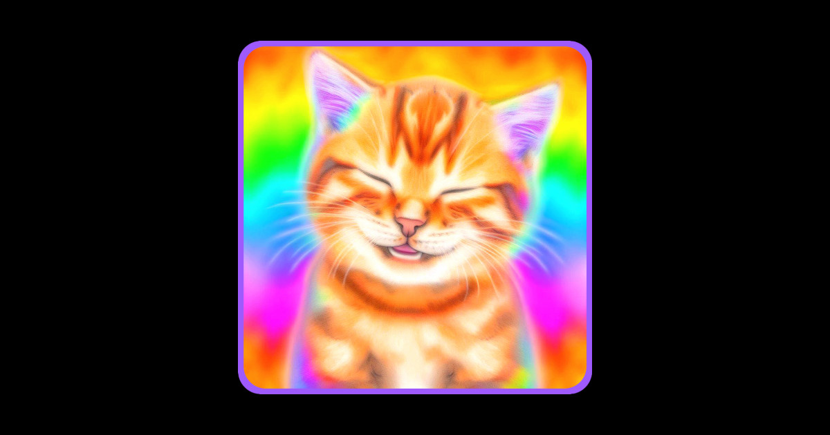 Smiling Cat - Cat - T-Shirt | TeePublic