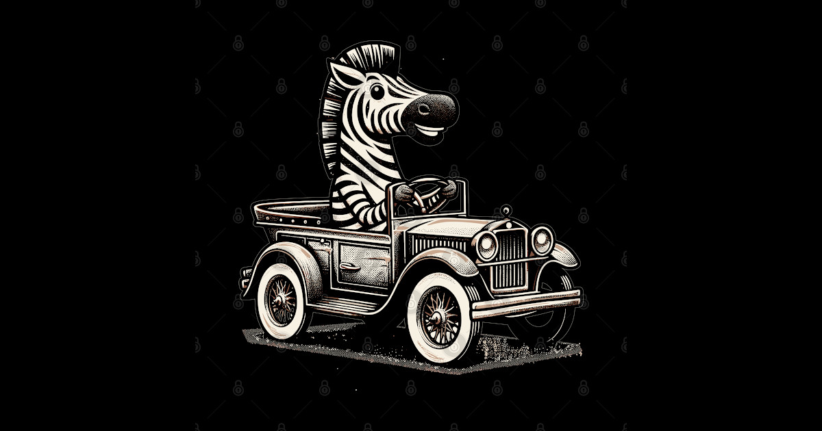 Zebra driving car - Zebra - Sticker | TeePublic