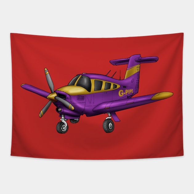 Purple Aircraft Piper T-Tail - Piper - Tapestry | TeePublic