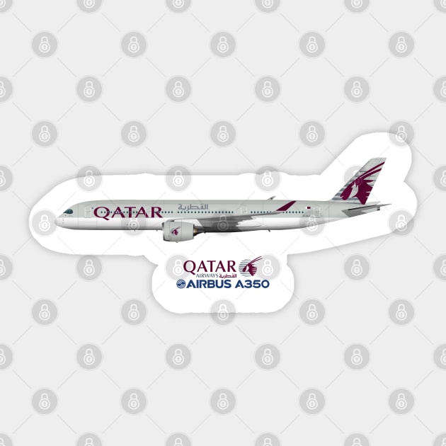 Illustration of Qatar Airbus A350 - Airbus A350 Airplane - Sticker ...