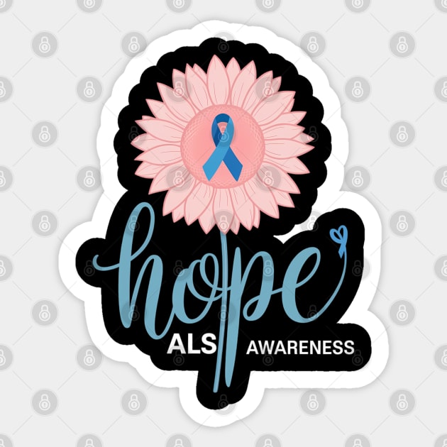 ALS Awareness Month Blue Sunflower Ribbon ALS Warrior - Als Awareness ...