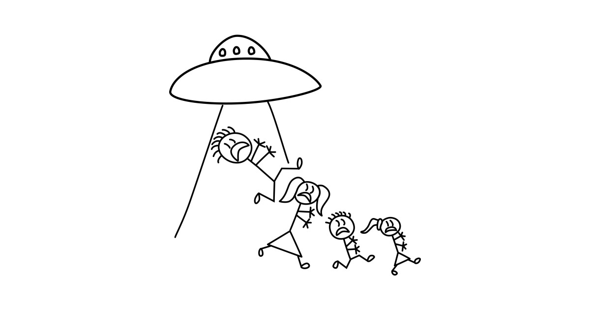 Aliens abduct stick family - Aliens Sci Fi - T-Shirt | TeePublic