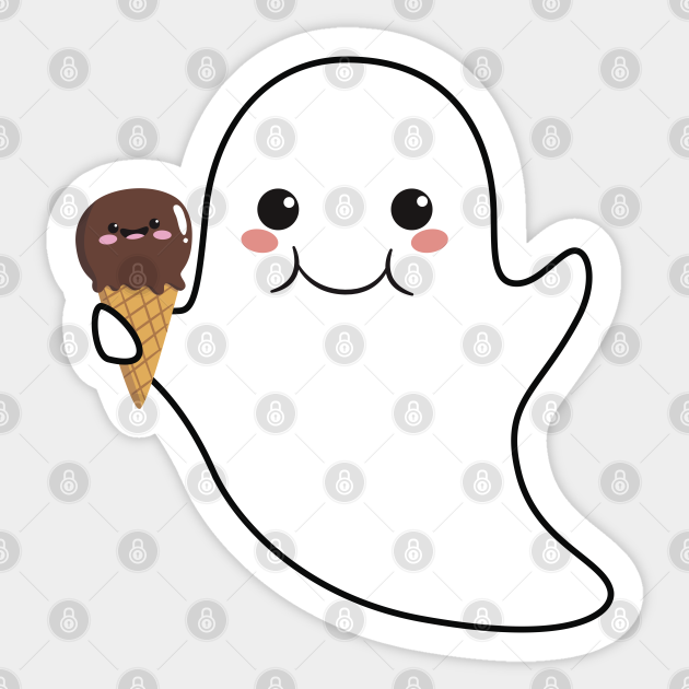 Cute kawaii halloween ghost with an ice-cream cone - Cute Halloween ...