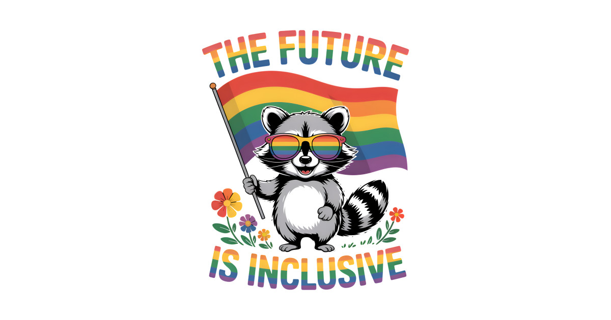 The Future Is Inclusive Pride Flag Lgbtq Funny Raccoon - Lgbtq Funny ...