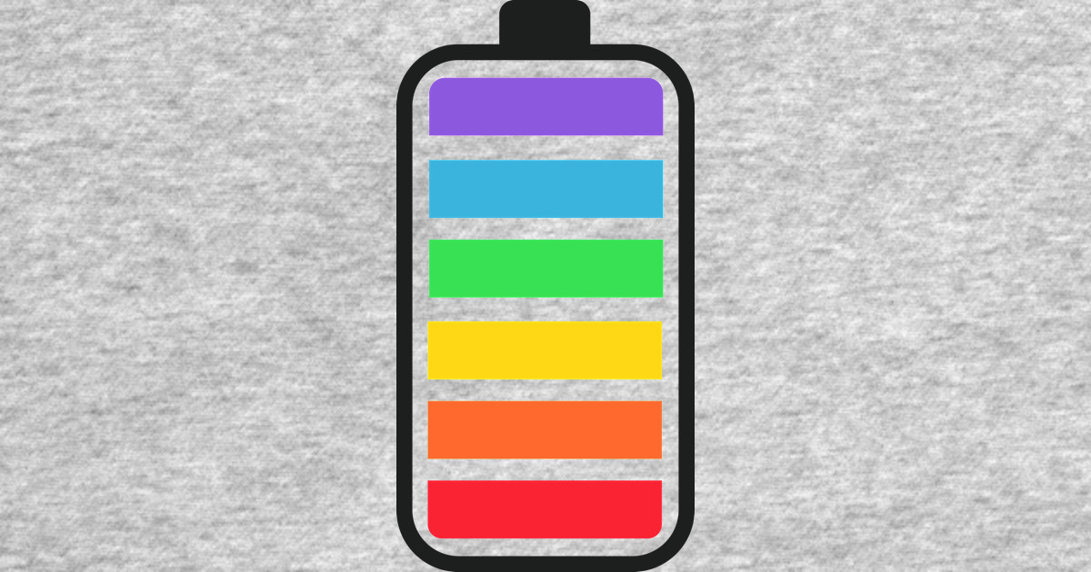 Full battery rainbow colors - Rainbow - T-Shirt | TeePublic