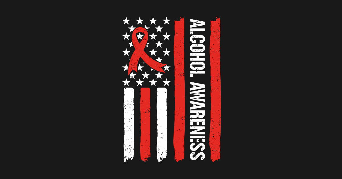 Alcohol Awareness Month American Flag Red Ribbon - Alcohol Awareness ...