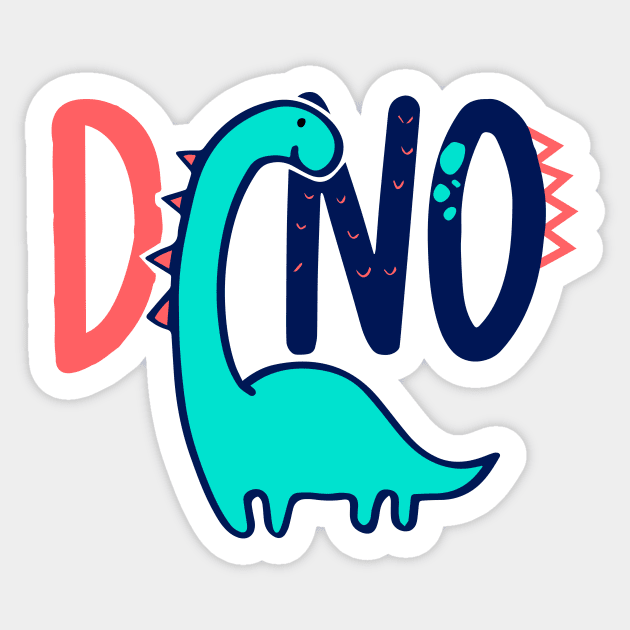 little blue dinosaur - Dino - Sticker | TeePublic