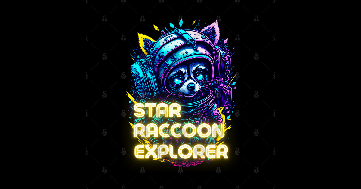 Galactic Raccoon Astronaut - Neon Space Explorer - Raccoon - Sticker ...