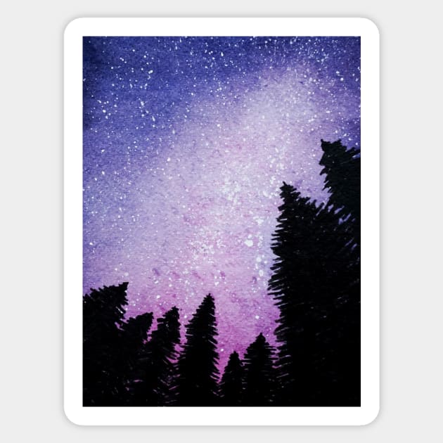 Trees with Starry Sky - Starry Night - Sticker | TeePublic