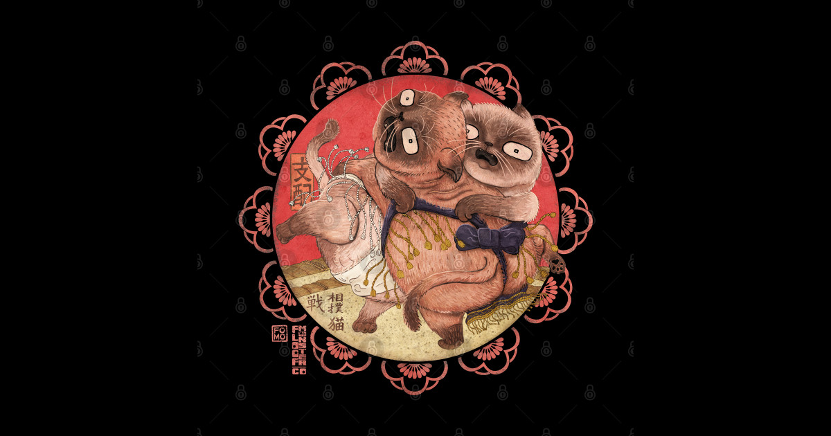 Sumo Kitty Dominance Battle T Shirt - Funny Cat - Sticker | TeePublic