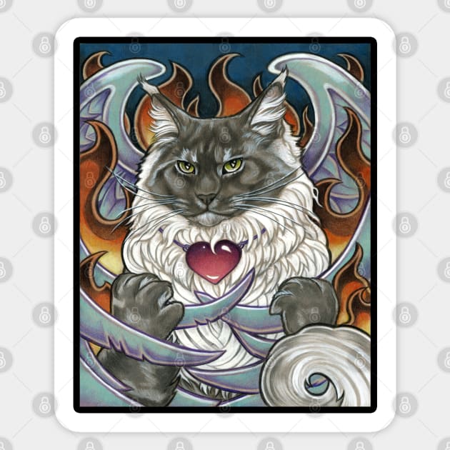 Fiery Phoenix Cat - Black Outlined Version - Phoenix - Sticker | TeePublic