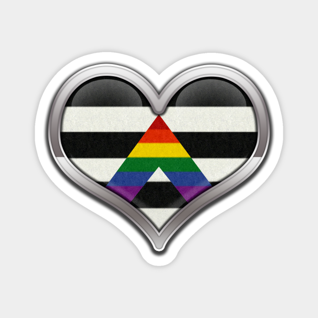 Large Chrome Heart in LGBT Ally Pride Flag Colors - Lgbt Ally - Magnet ...