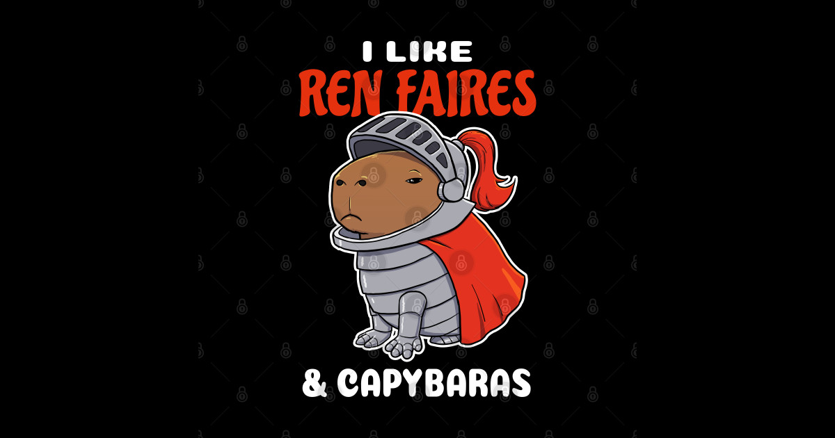 I Like Ren Faires and Capybaras Cartoon - Ren Faire - Sticker | TeePublic