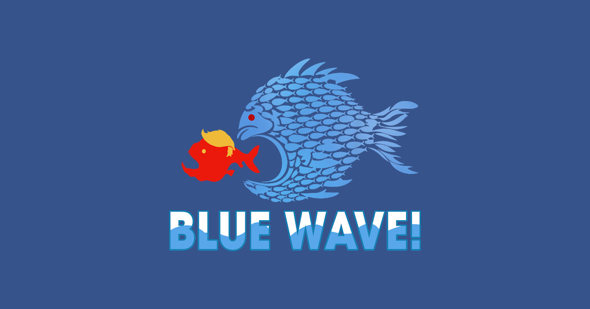 Funny Blue Wave 2024 Big Fish Eat Little Fish Trump Hair - Kamala ...