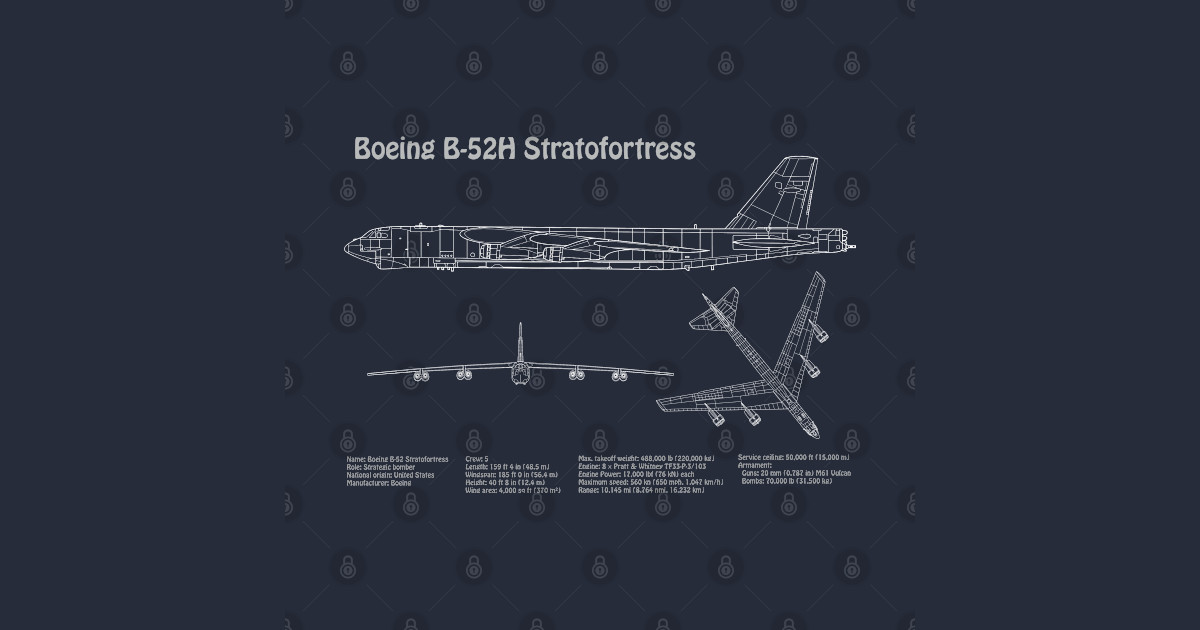 Boeing B-52 Stratofortress - ADpng - Aircraft Drawing Illustration ...