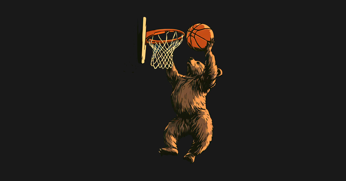 Vintage Dunking Bear Playing Basketball Game Sport Player - Vintage ...