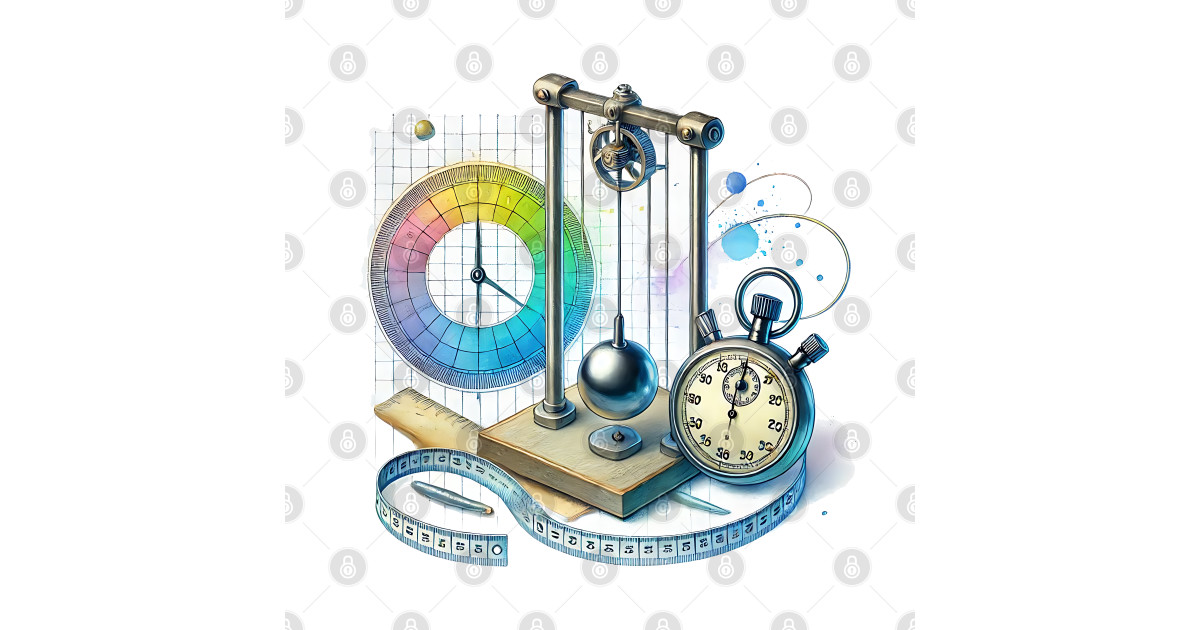 Pendulum, Stopwatch, and Measuring Tape Illustration – Time and ...