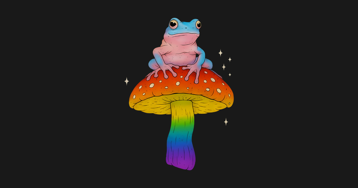 Trans Frog On Pride Mushroom Cottagecore LGBT Flag Rainbow - Trans Frog ...