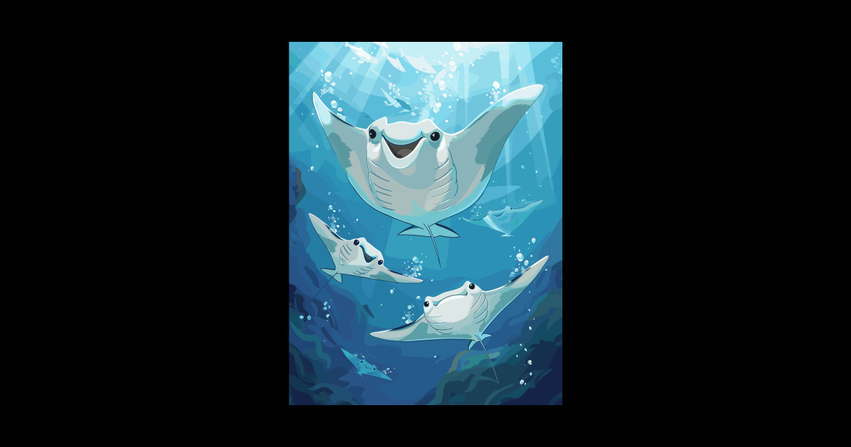 Cartoon Cute Manta Ray - Cute Manta - Sticker | TeePublic