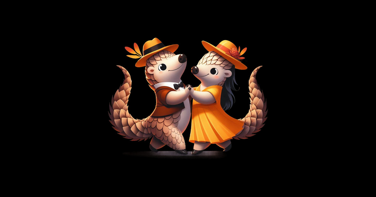 Cute Couple Pangolins Dancing Tango Pango-Tango - Couple Dance ...