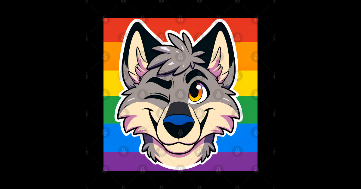 LGBTQ Furry Pride Wolf Face Winking - Furry - Posters and Art Prints ...