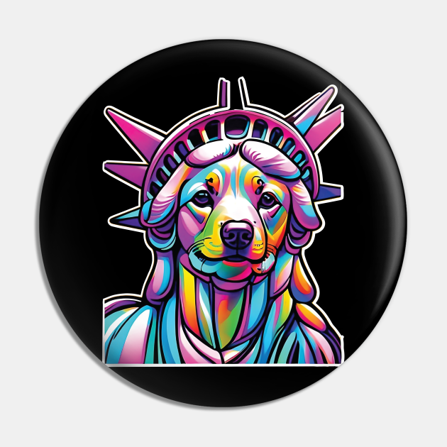 Funny Statue of Liberty With Dog Head - Statue Of Liberty - Pin | TeePublic