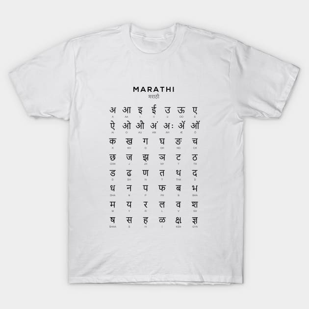 Marathi Alphabet Language Learning Chart, White - Marathi - T-Shirt ...