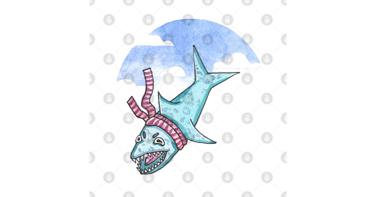 Cute Shark Falling From The Sky - Shark - T-Shirt | TeePublic