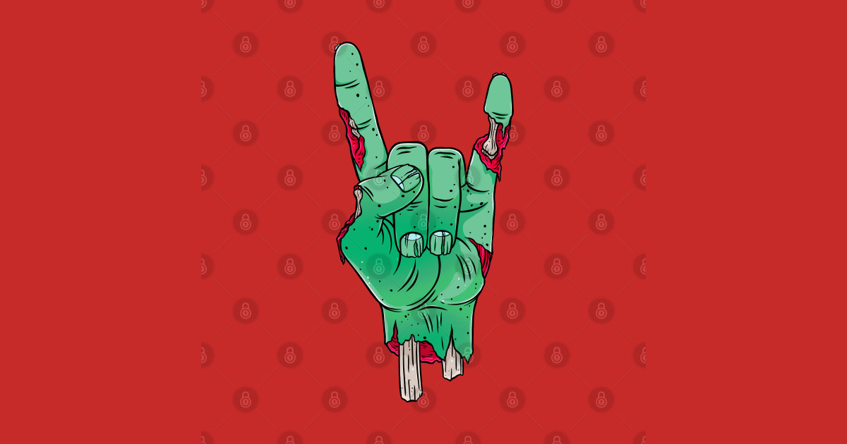 Creepy Rocker Zombie Cartoon Hand - Zombie Hand - T-Shirt | TeePublic