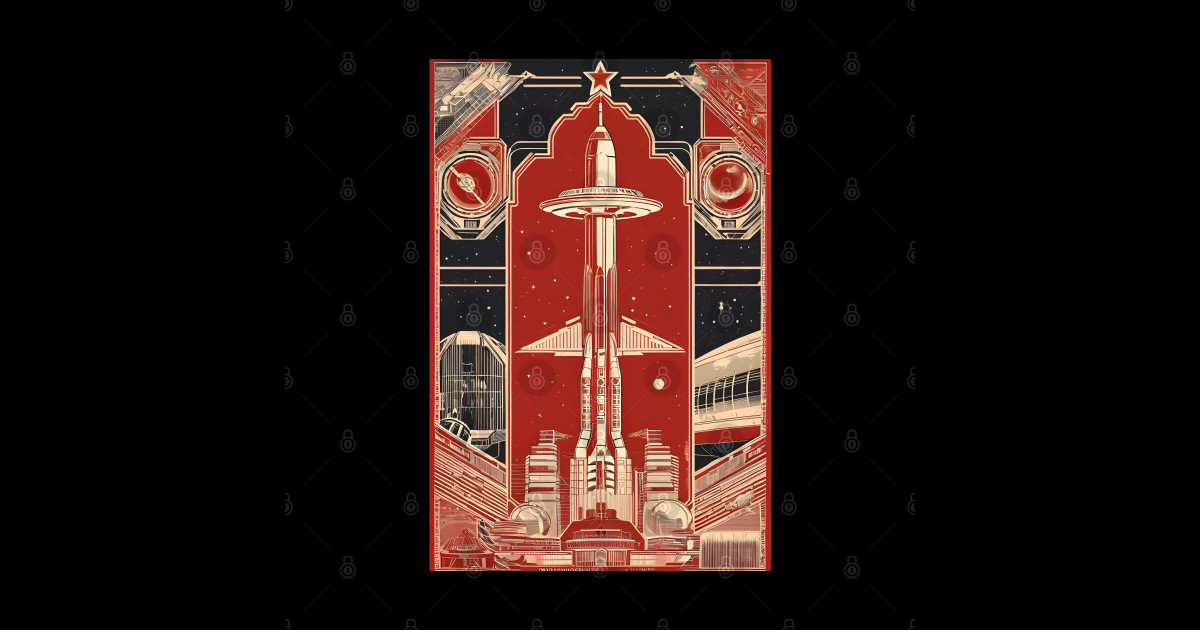 Soviet union space ship concept art - Soviet Space - Sticker | TeePublic