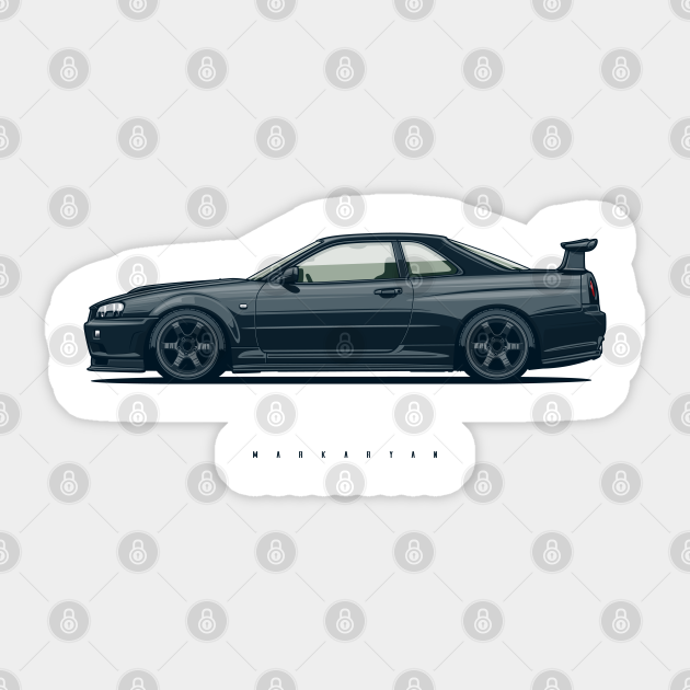 Skyline R34 GTR black - R34 Skyline - Sticker | TeePublic