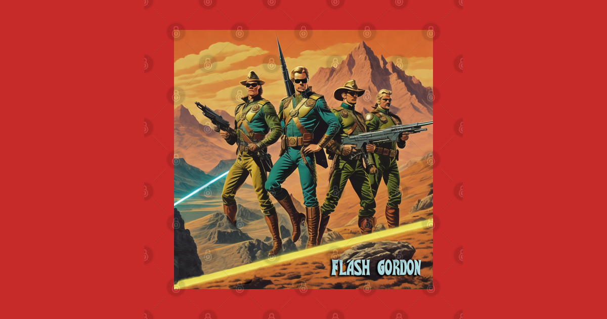 Flash Gordon and 3 Hawkmen - Flash Gordon - T-Shirt | TeePublic