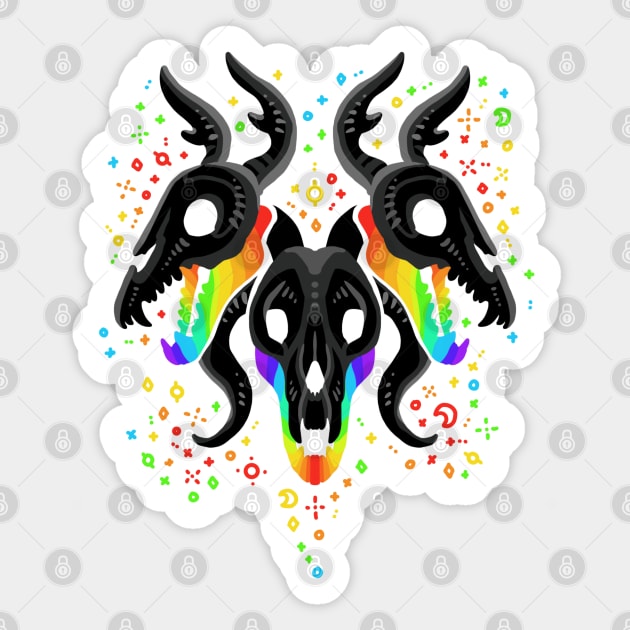 3 Headed Skulls - Skulls - Sticker | TeePublic