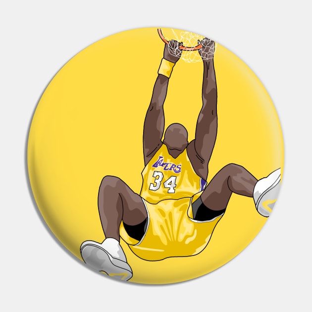Shaquille O'Neal Slam Dunk - Drawing - Shaquille Oneal - Pin | TeePublic