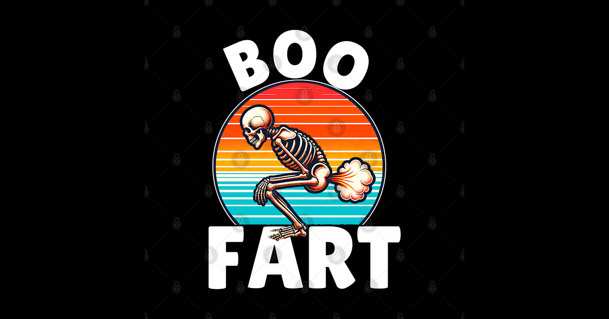Boo Fart Retro Skeleton - Funny Halloween Design - Boo Fart Retro ...