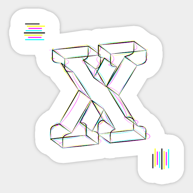 X - cmyk strokes - Letter X - Sticker | TeePublic