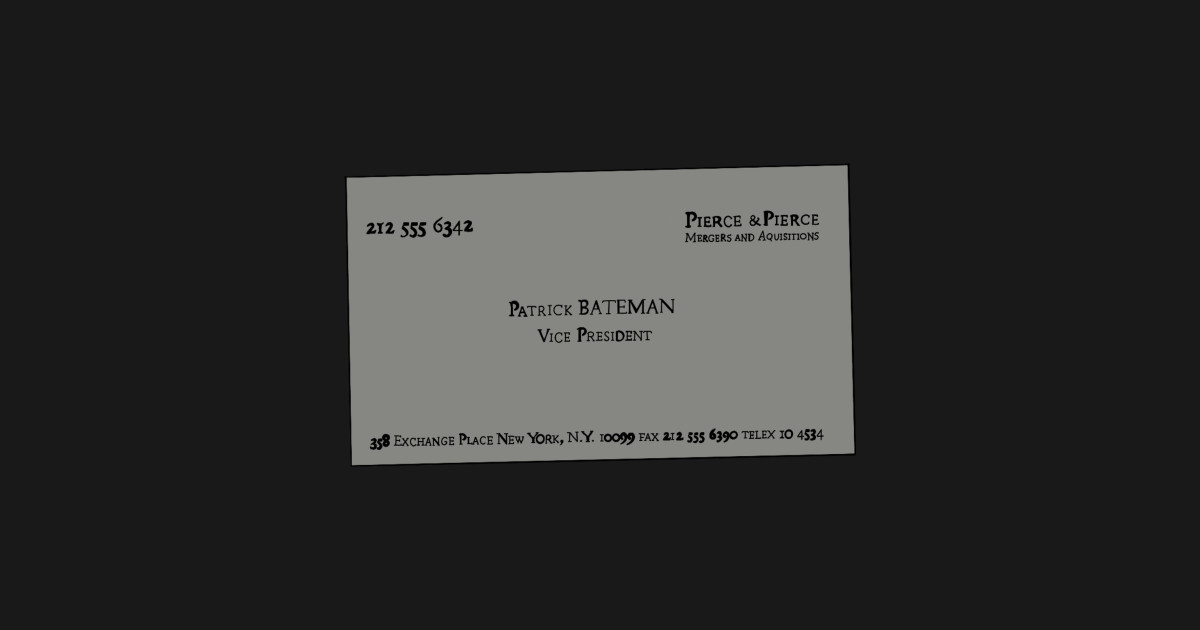 Patrick Bateman business card version 1 - Patrick Bateman - T-Shirt ...