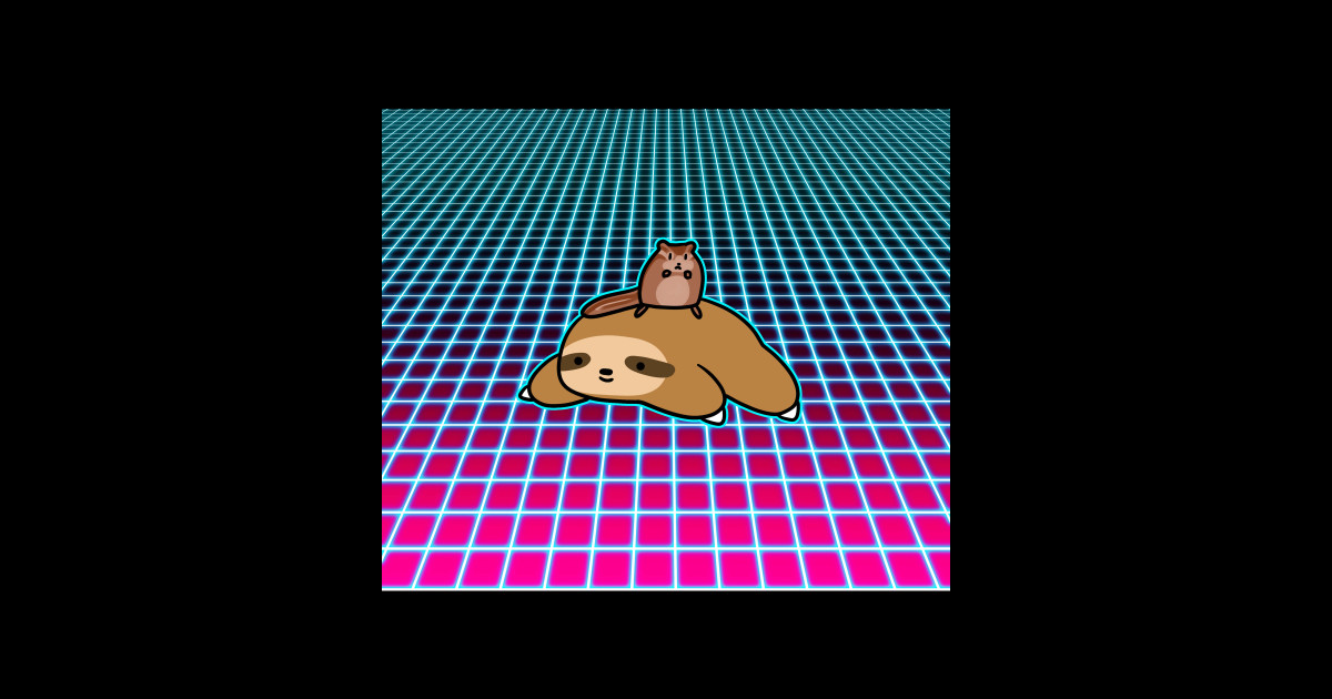 Chipmunk and Sloth Vaporwave Grid - Sloth - Sticker | TeePublic