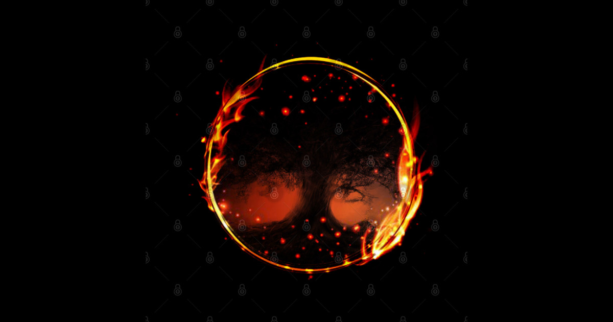 Ring of Fire - Tree Of Life Fire Book Cover Photoshop - Sticker | TeePublic