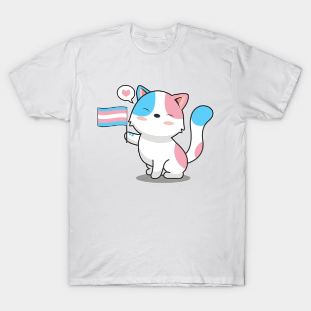 Cute Cat With Transgender Pride Flag - Transgender Pride - T-Shirt ...