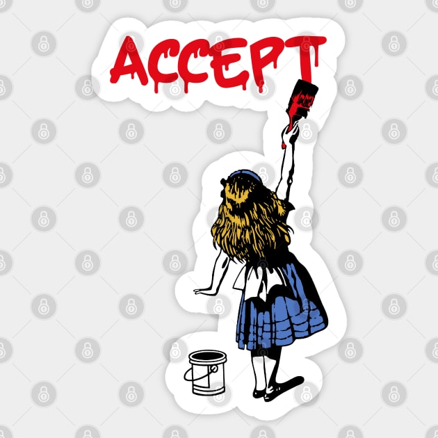 accept and red girl - Accept - Sticker | TeePublic