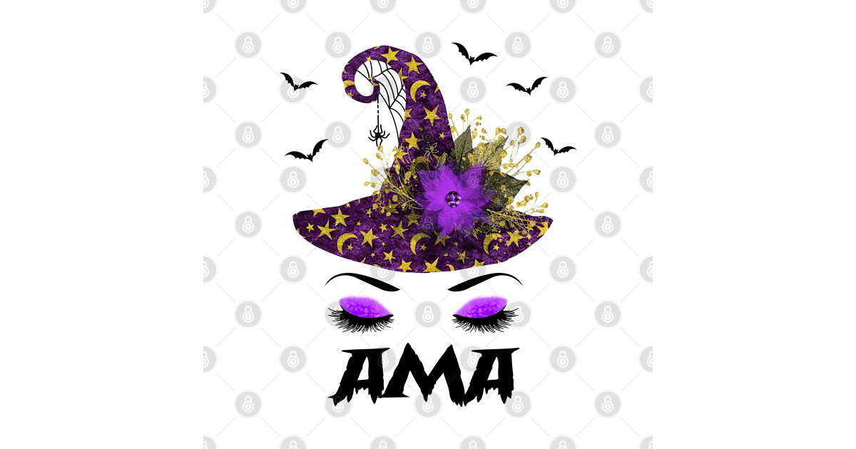Cute Ama Witch Hat Bat Happy Halloween Costume - Grandmother - T-Shirt ...