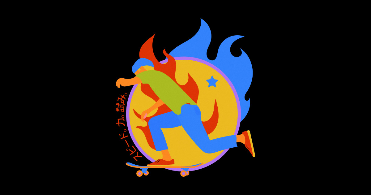 Skater boy on fire background - Skater Boy - Sticker | TeePublic